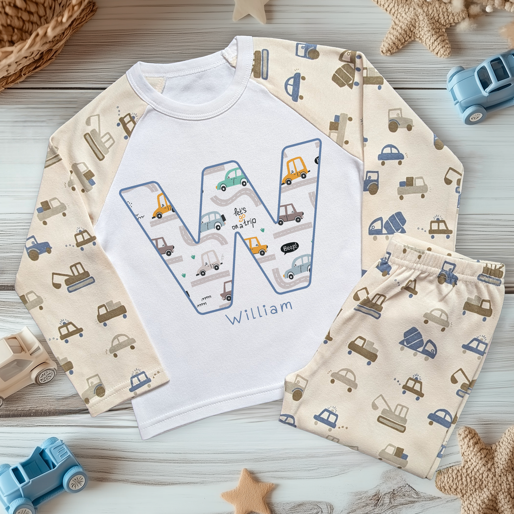 Cars Theme Personalised Name Toddler & Kids Pyjamas Set – Little Lili Store