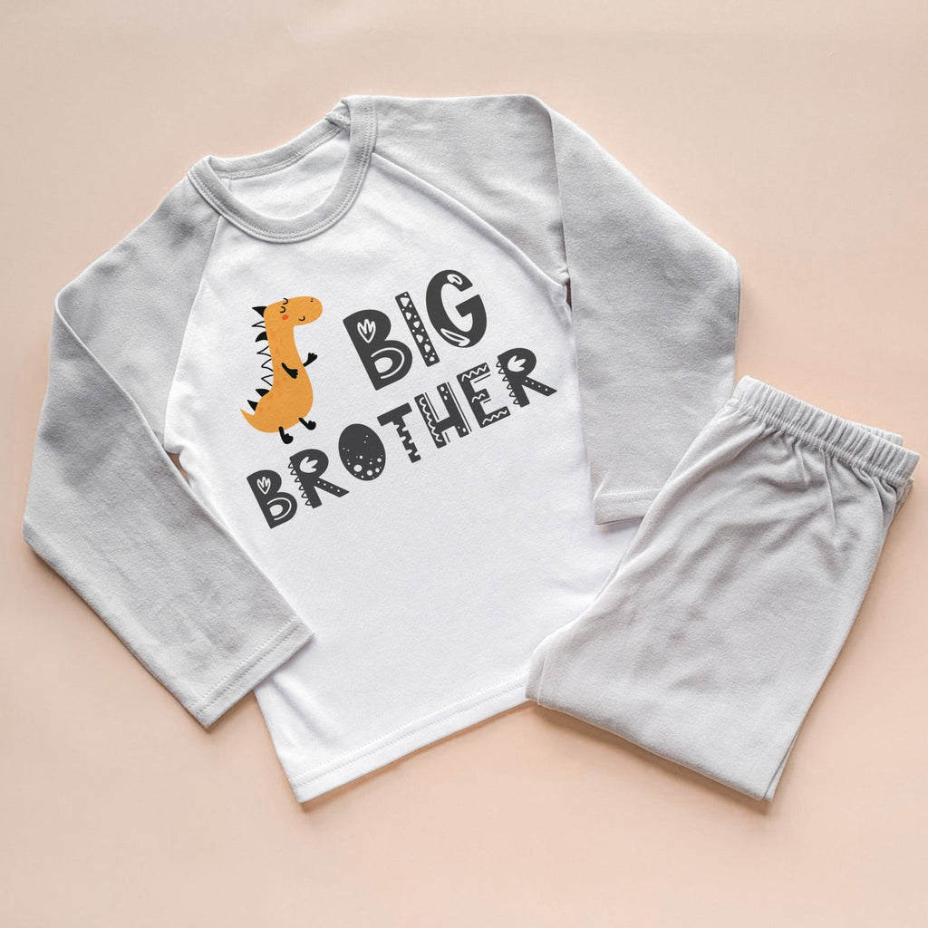 Personalised Big Brother Orange Dinosaur & Zigzag Text Pyjamas for Kid ...