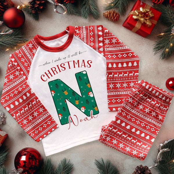 Christmas Pattern Personalised Kids Pyjamas Set – Little Lili Store