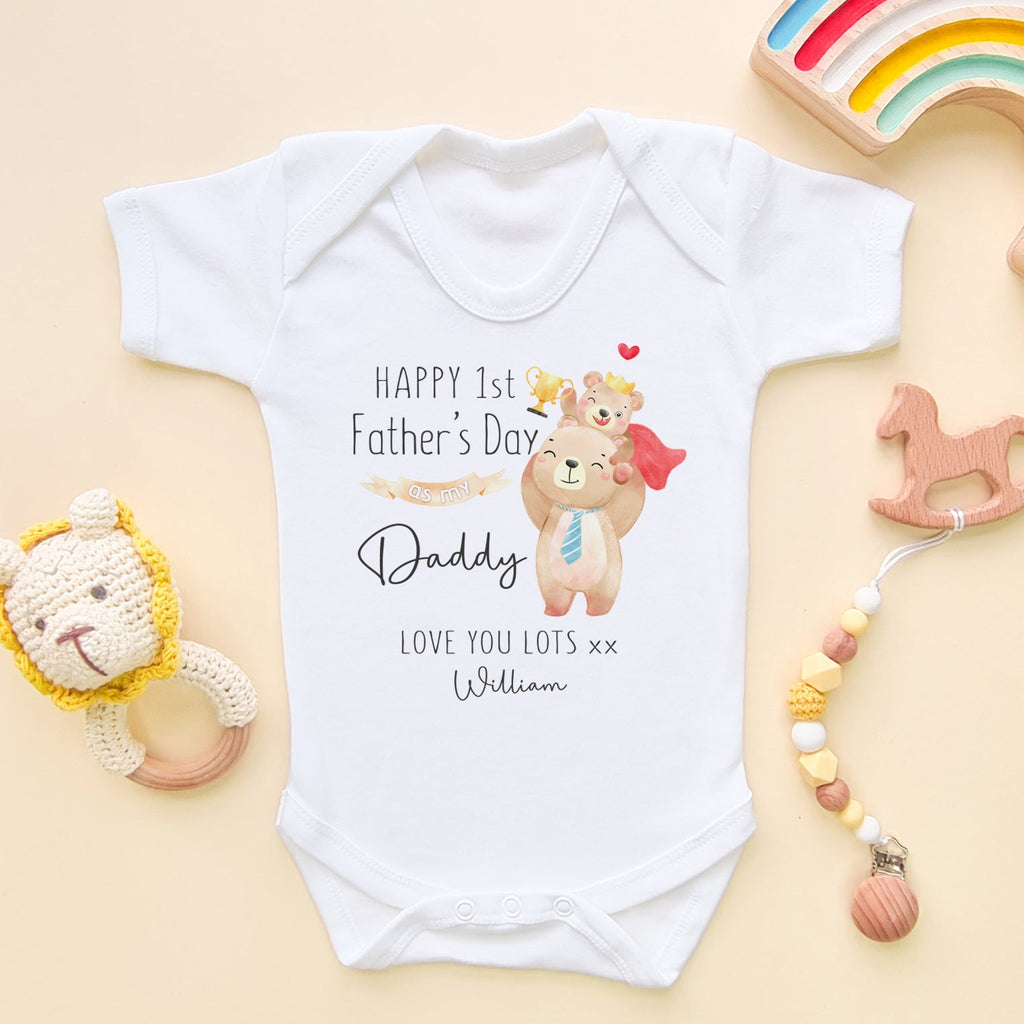 Personalised Happy 1st Father's Day As My Daddy Cute Bears Baby Bodysu ...