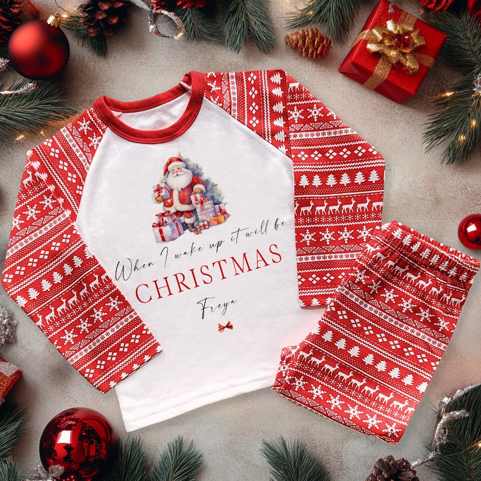 When I Wake Up It Will Be Christmas Personalised Name Kids Pyjamas Set ...