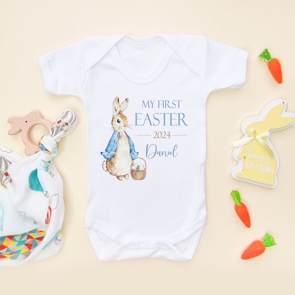Personalised My First Easter (Boy) Peter Rabbit Inspired Baby Bodysuit ...