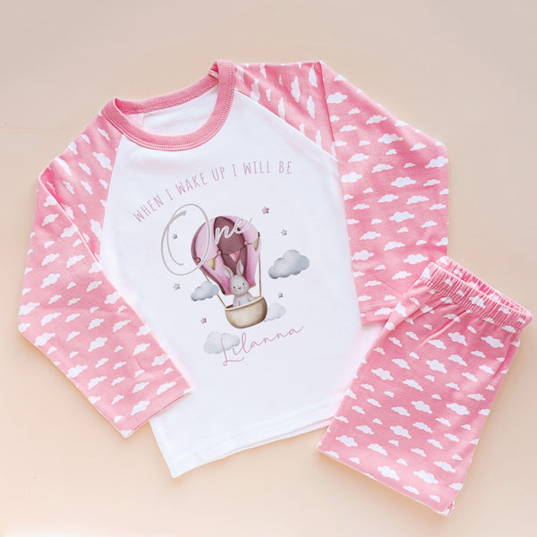 When I Wake Up I Will Be One Personalised Birthday Bunny Pyjamas Set ...