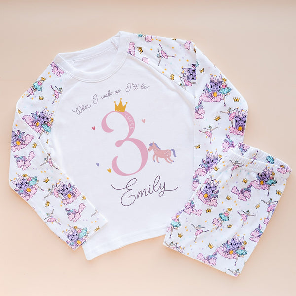 When I Wake Up I Will Be Three Personalised Birthday Girl Pyjamas Set ...
