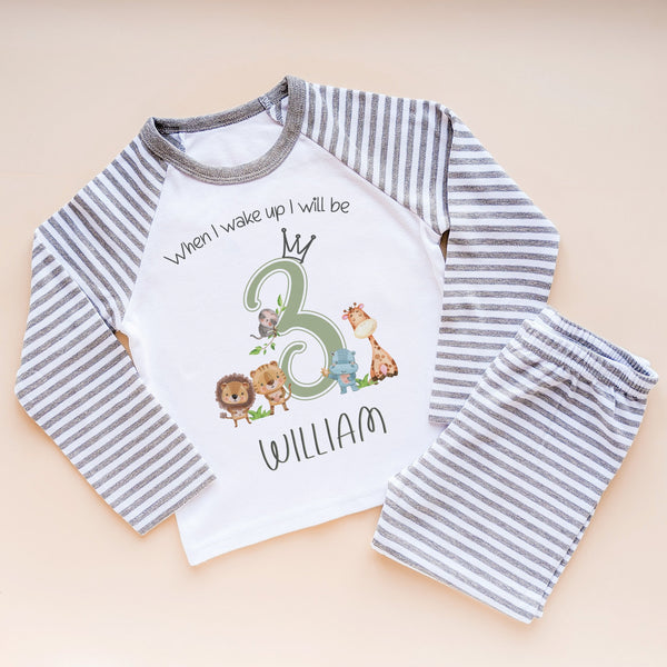 When I Wake Up I Will Be Three Personalised Birthday Safari Animals Py ...