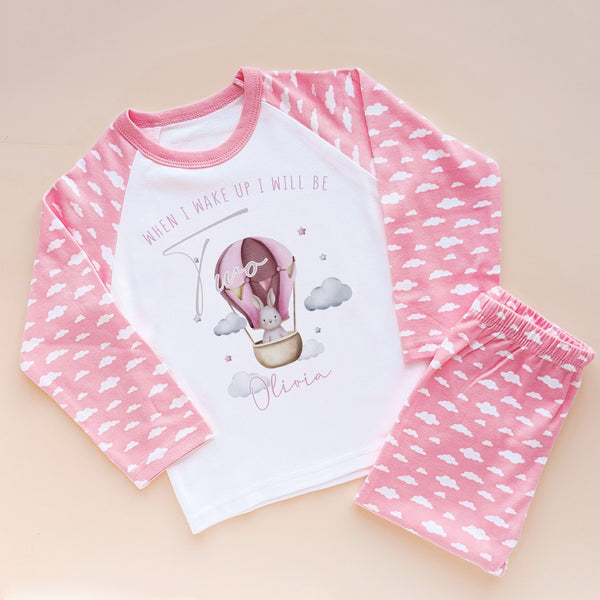 When I Wake Up I Will Be Two Personalised Birthday Bunny Pyjamas Set ...